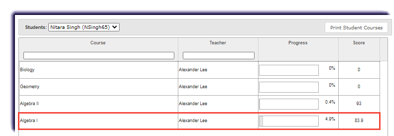 Viewing Details about Student Courses – Ignitia