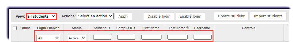 Filtering, Searching, and Sorting the Students Registration List – Ignitia