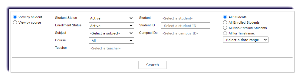 Course Enrollments Search Filter Overview – Ignitia