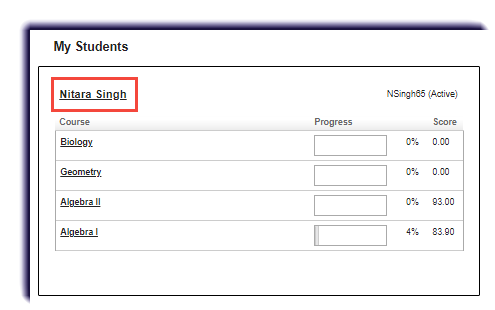 Viewing Details about Student Courses – Ignitia