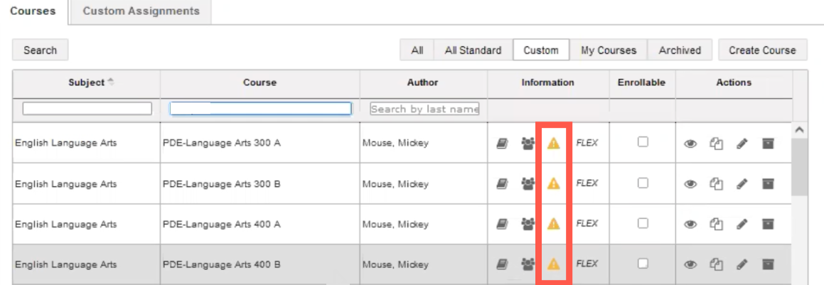 Updating Courses for Structural Changes – Ignitia