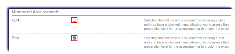 Editing Monitored Assessment Options – Ignitia