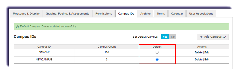 Adding Campus Identifiers – Ignitia