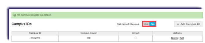 Removing the Default Campus ID – Ignitia