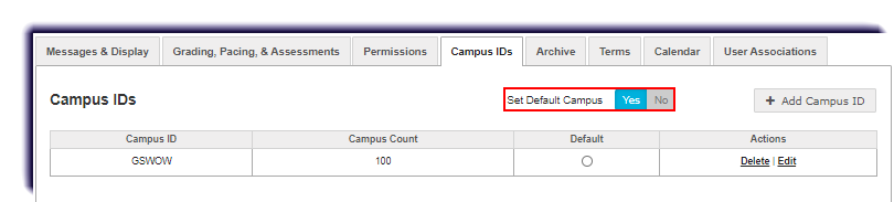 Setting a Default Campus Identifier – Ignitia